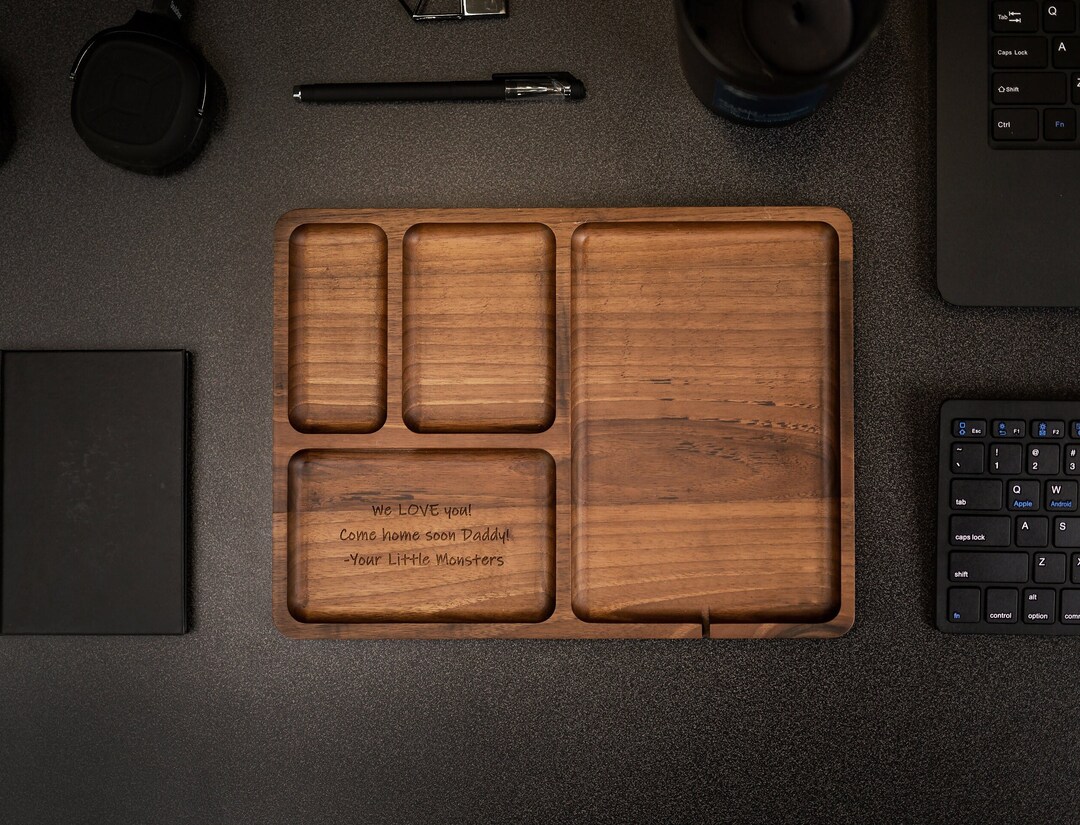 Rectangle Organizer Catchall D3 8.5x11.5 Large Wood Engraved Tray, Home ...