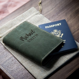 Leather Passport Cover - Engraved Passport Holder, 3rd Wedding ...