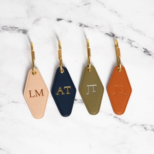 Embossed Diamond Leather Keychain (initials) - Luxury Key Chain ...