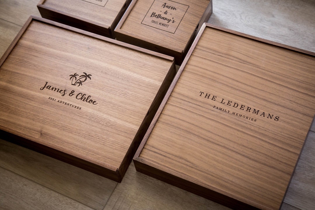 Travel Keepsake Box - Custom Wood Box for Letter Post Card Trinket ...