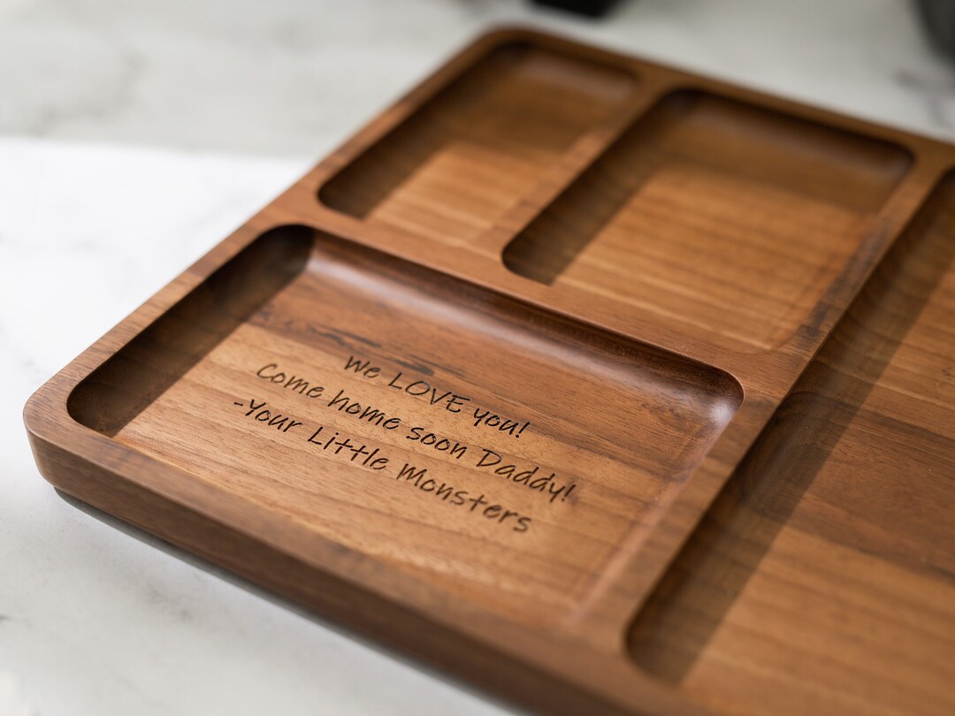 Rectangle Organizer Catchall D3 - 8.5x11.5" Large Wood Engraved Tray ...