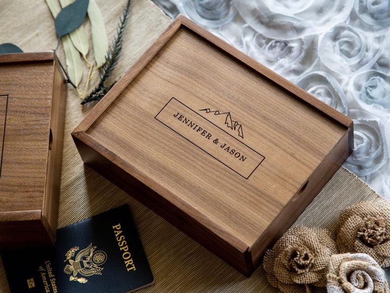 Travel Keepsake Box Custom Wood Box for Letters Post Cards - Etsy