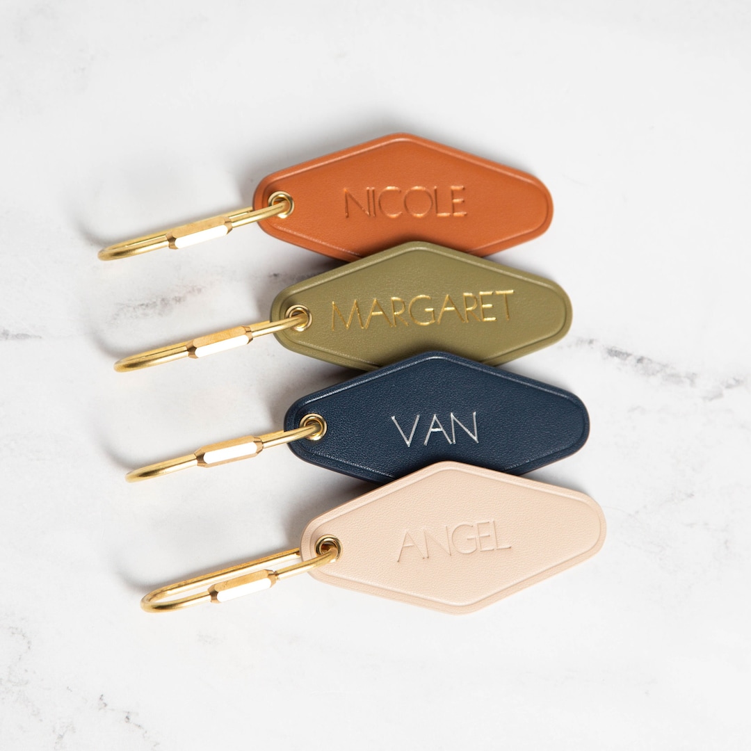 Embossed Diamond Leather Keychain name Luxury Key Chain FOB ...