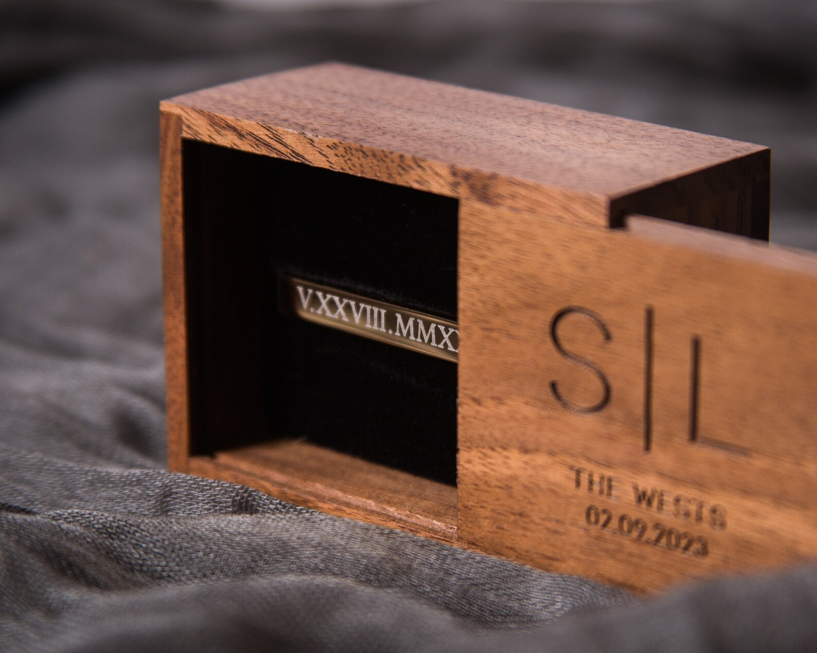 Tie Clip Bar With Tall Box Set- Custom Engraved Wooden Box, Wedding ...