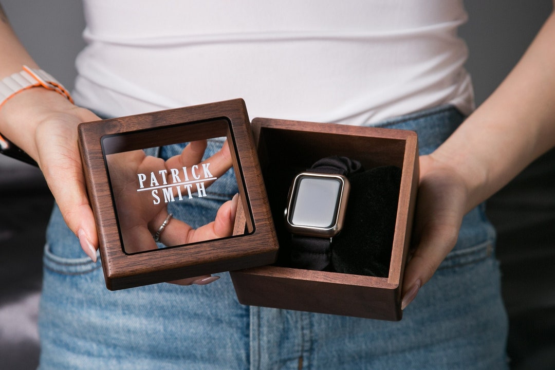 Watch Box W/ Glass Top & Pillow (watch NOT Included) - Walnut Wood ...