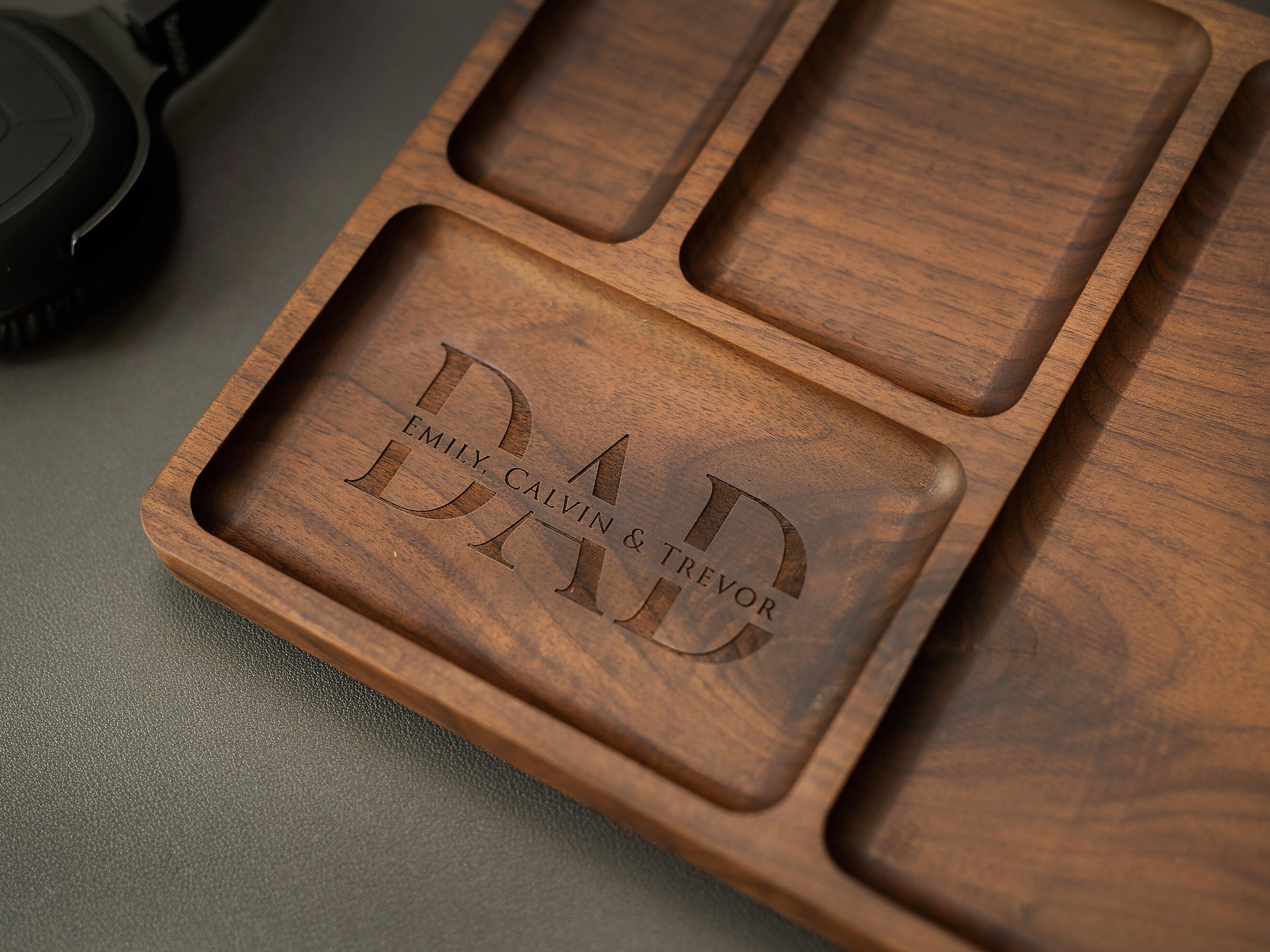 Engraved Rectangle Organizer Catchall D5 - 8.5x11.5" Large Wood Custom ...