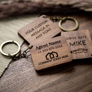 Rectangle Wood Key Chain - Custom Engraved Keychain, Airbnb Cabin ...