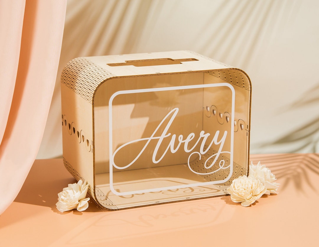 Wood & Acrylic Wedding Card Box (design 3) - Boho Wedding Decor ...