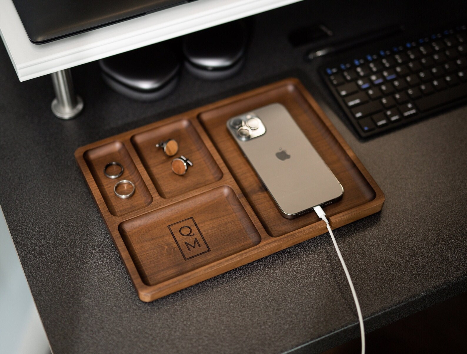 Engraved Rectangle Organizer Catchall D2 - 8.5x11.5" Large Wood Tray ...