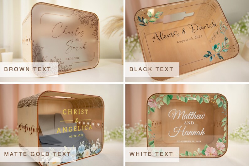 Wood & Acrylic Wedding Card Box (design 5) , Boho Wedding Decorations ...