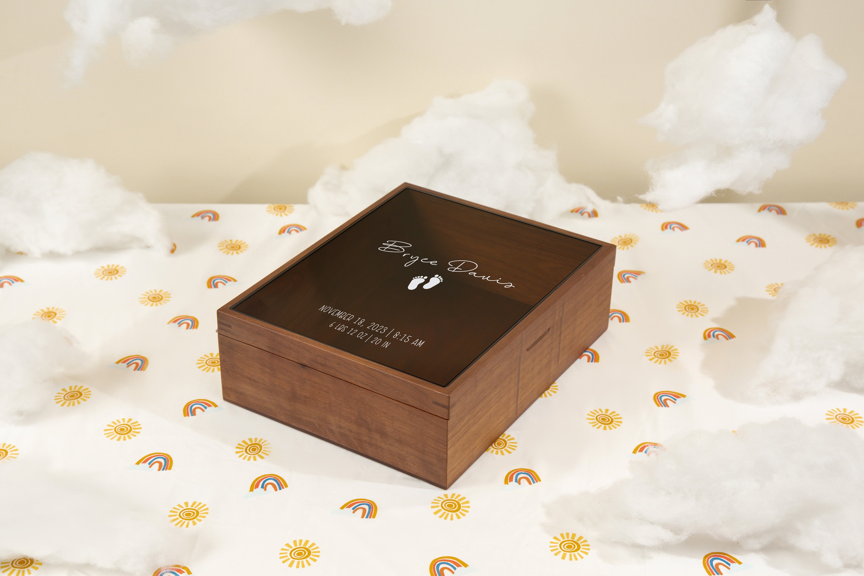 8x10 Shadow Box With Glass Lid (design 5) - Personalized Baby Memories ...