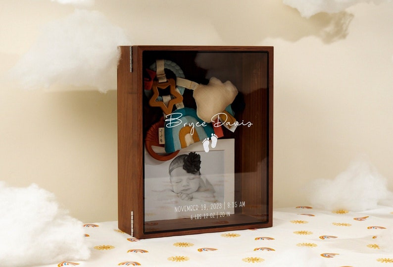 8x10 Shadow Box With Glass Lid (design 5) - Personalized Baby Memories ...