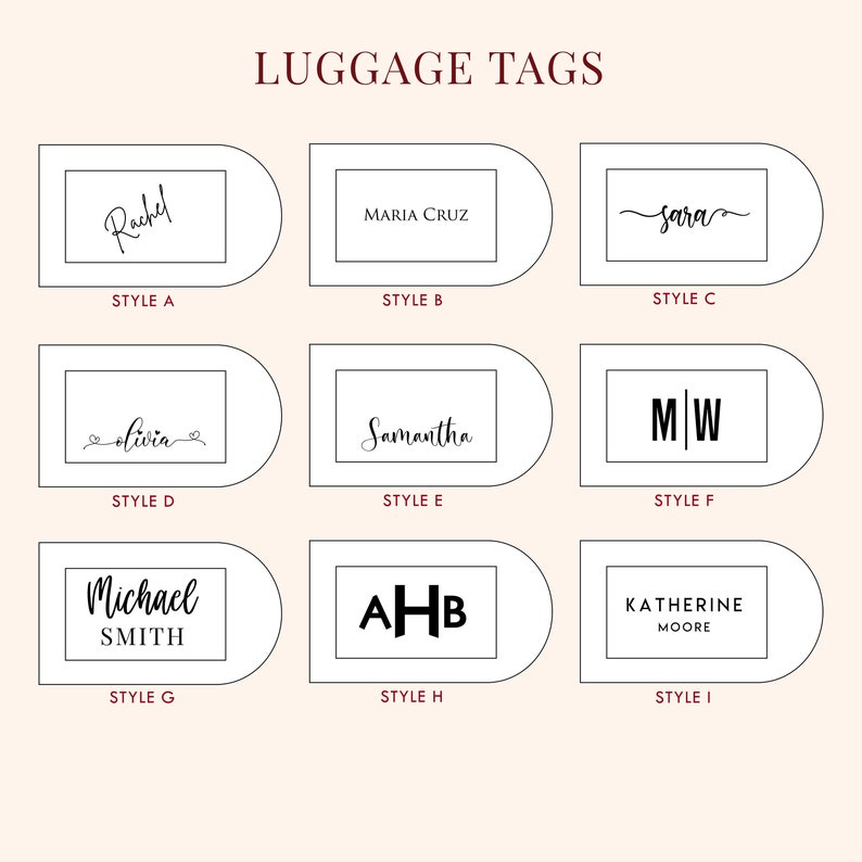 Engraved Leather Luggage Tag With Contact Info Card - Custom Travel Bag ...