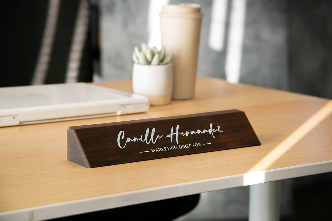 Wood Name Block (white Print 11.75") - Personalized Desk Name Plate ...
