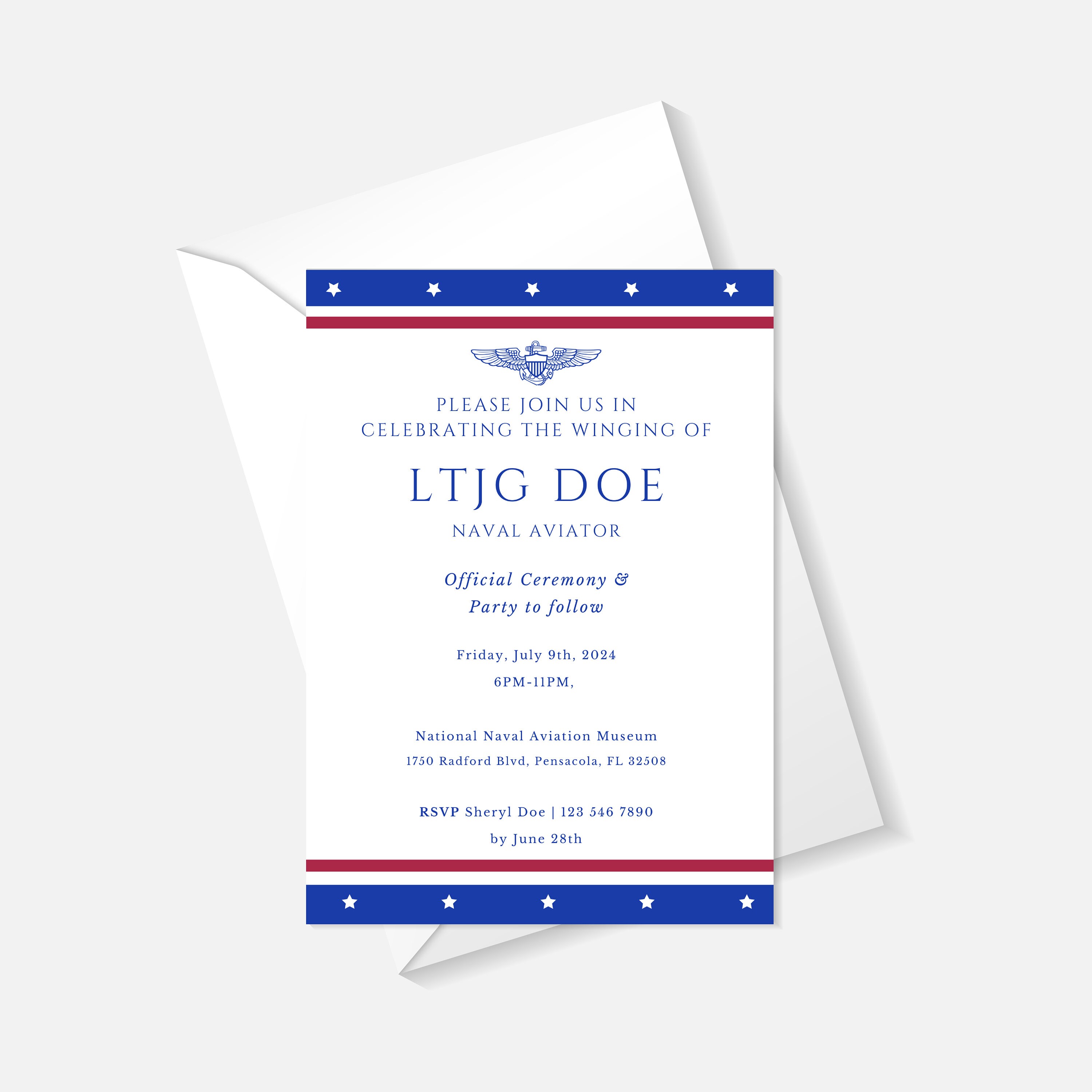 SNA Winging Invite | CANVA TEMPLATE | Navy Flight School | Winging ...
