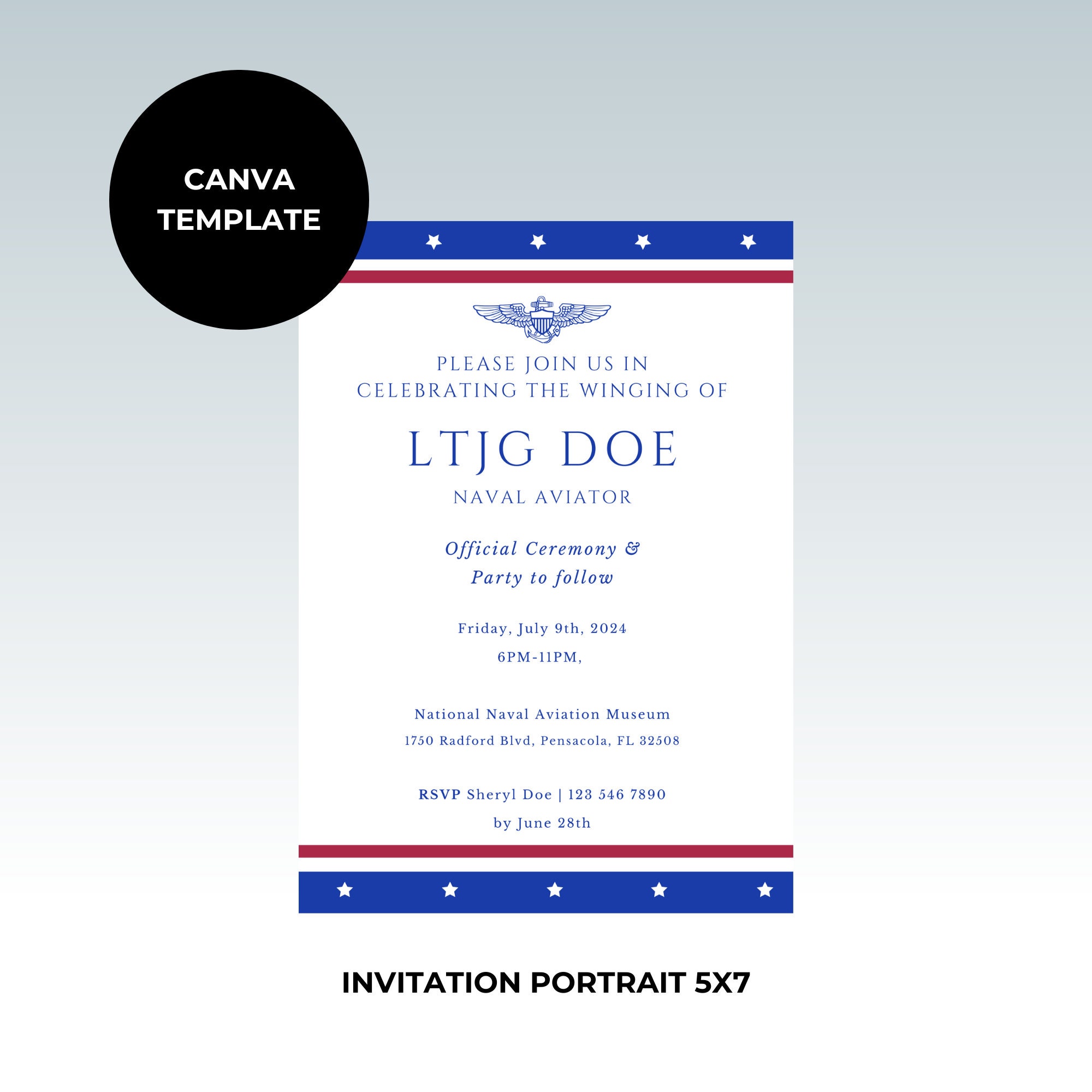 SNA Winging Invite | CANVA TEMPLATE | Navy Flight School | Winging ...