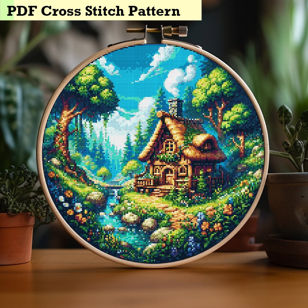 Summer Cozy Cabin - Cross Stitch Pattern Decor - Etsy