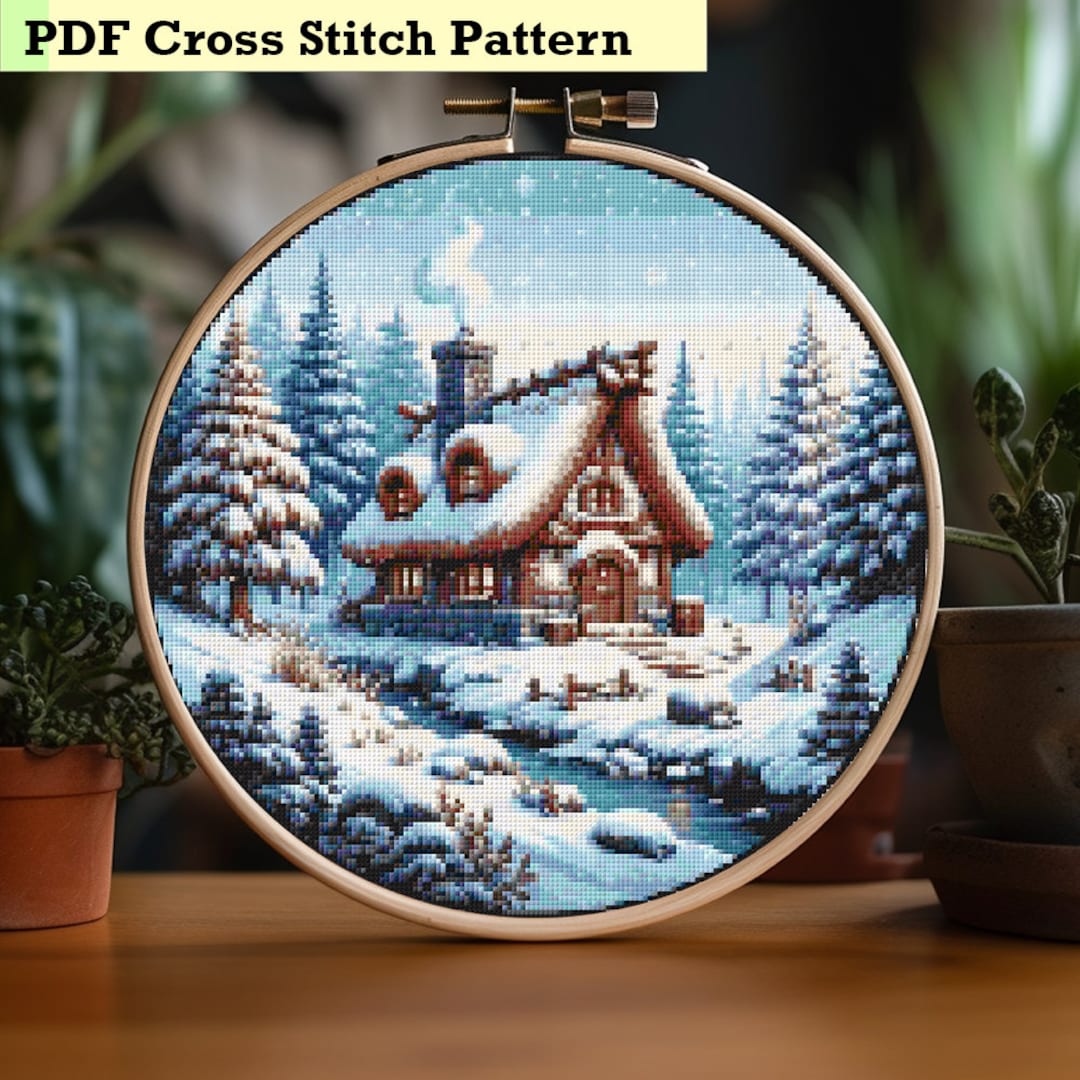 Winter Cozy Cabin - Cross Stitch Pattern Decor - Etsy