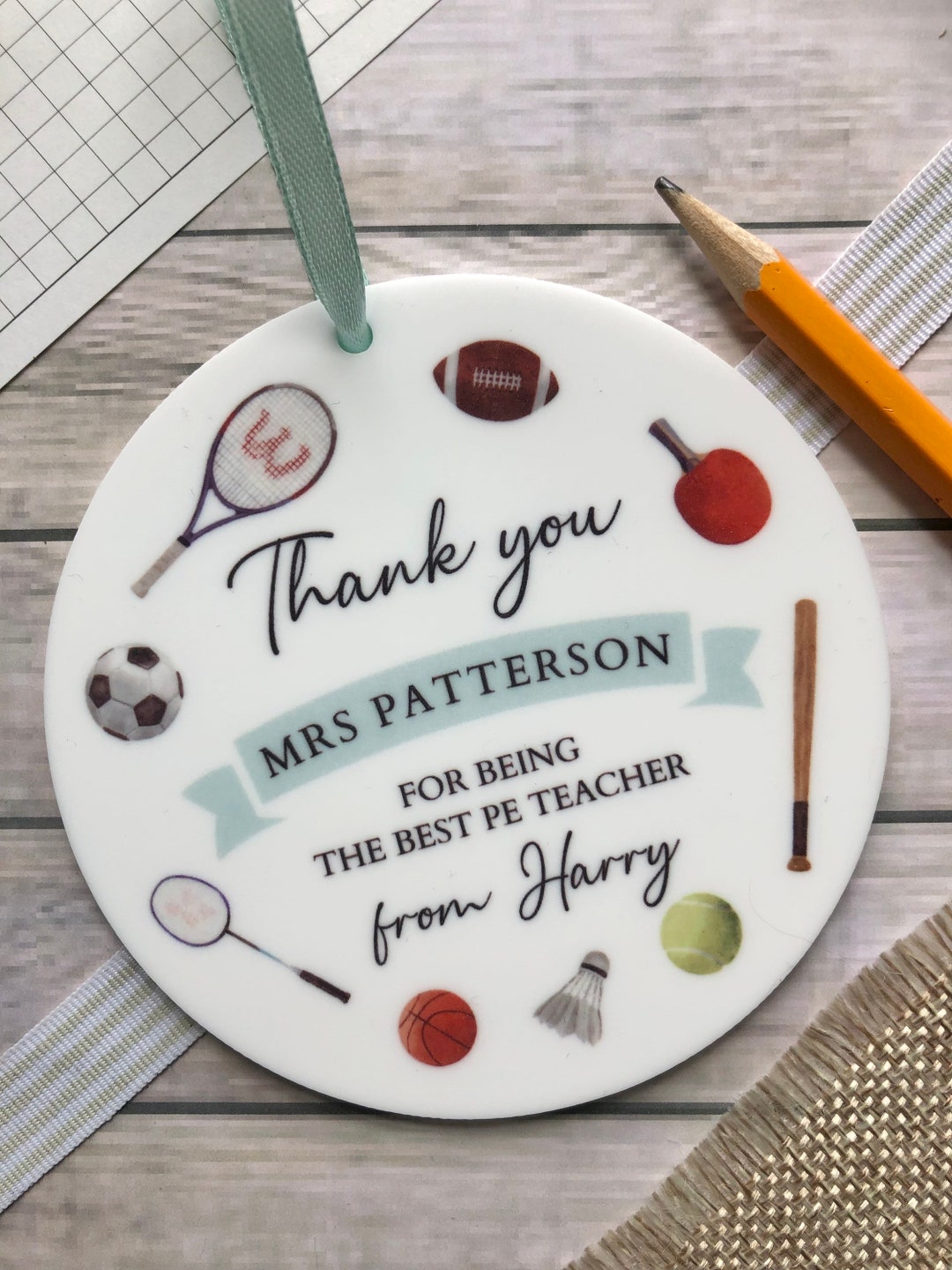 Personalised PE Teacher Thank You Keepsake Hanging Plaque - Etsy UK