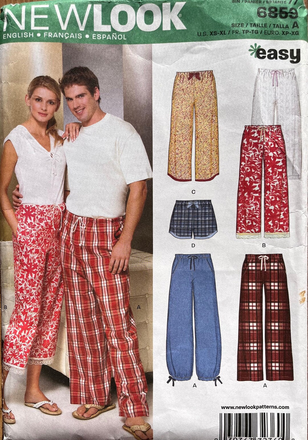 New Look 6859. Adult Leisure Pants. Unisex. Easy-to-sew. Three Leg ...