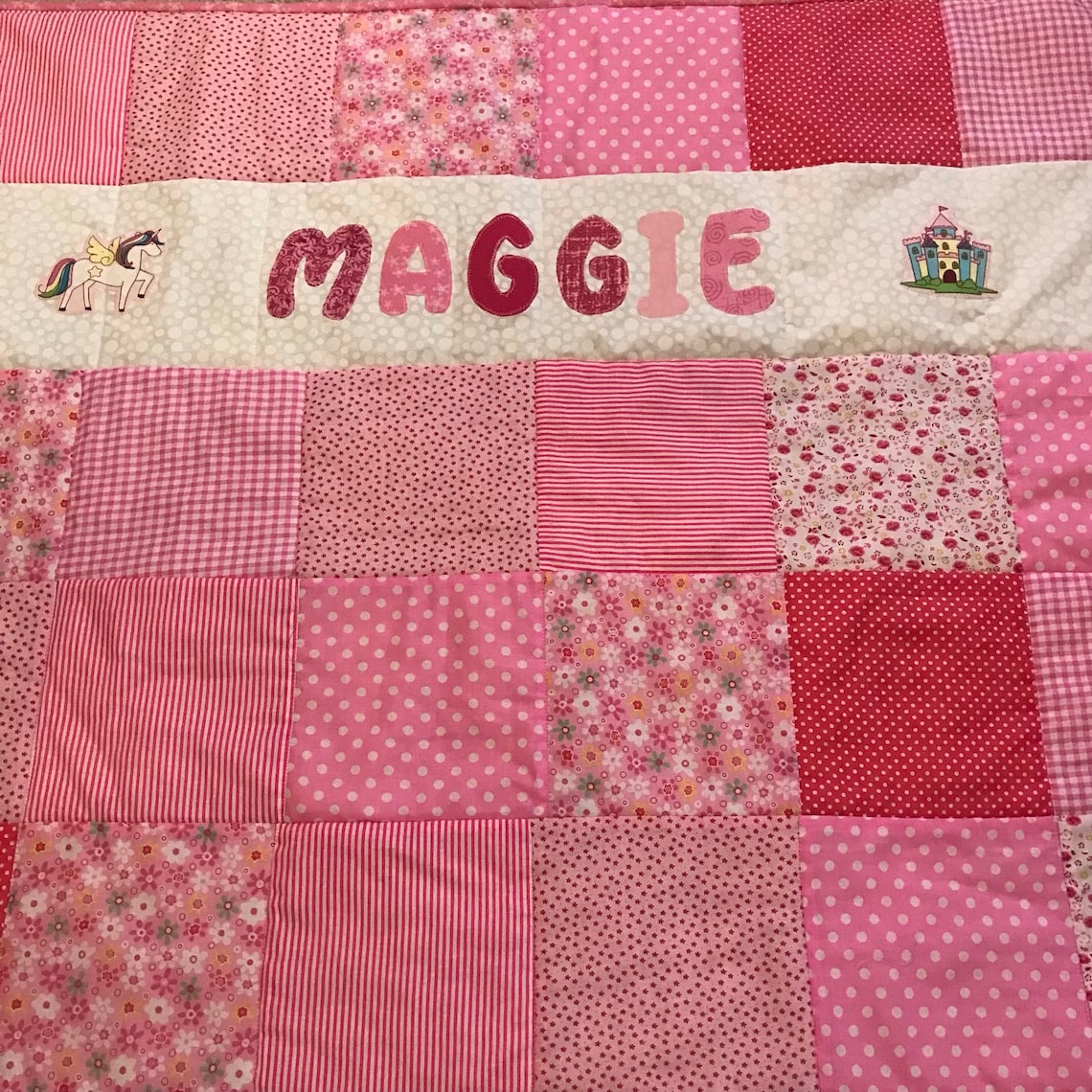 Baby Quilt Personalized With Name Applique 100% Cotton Baby Blanket ...