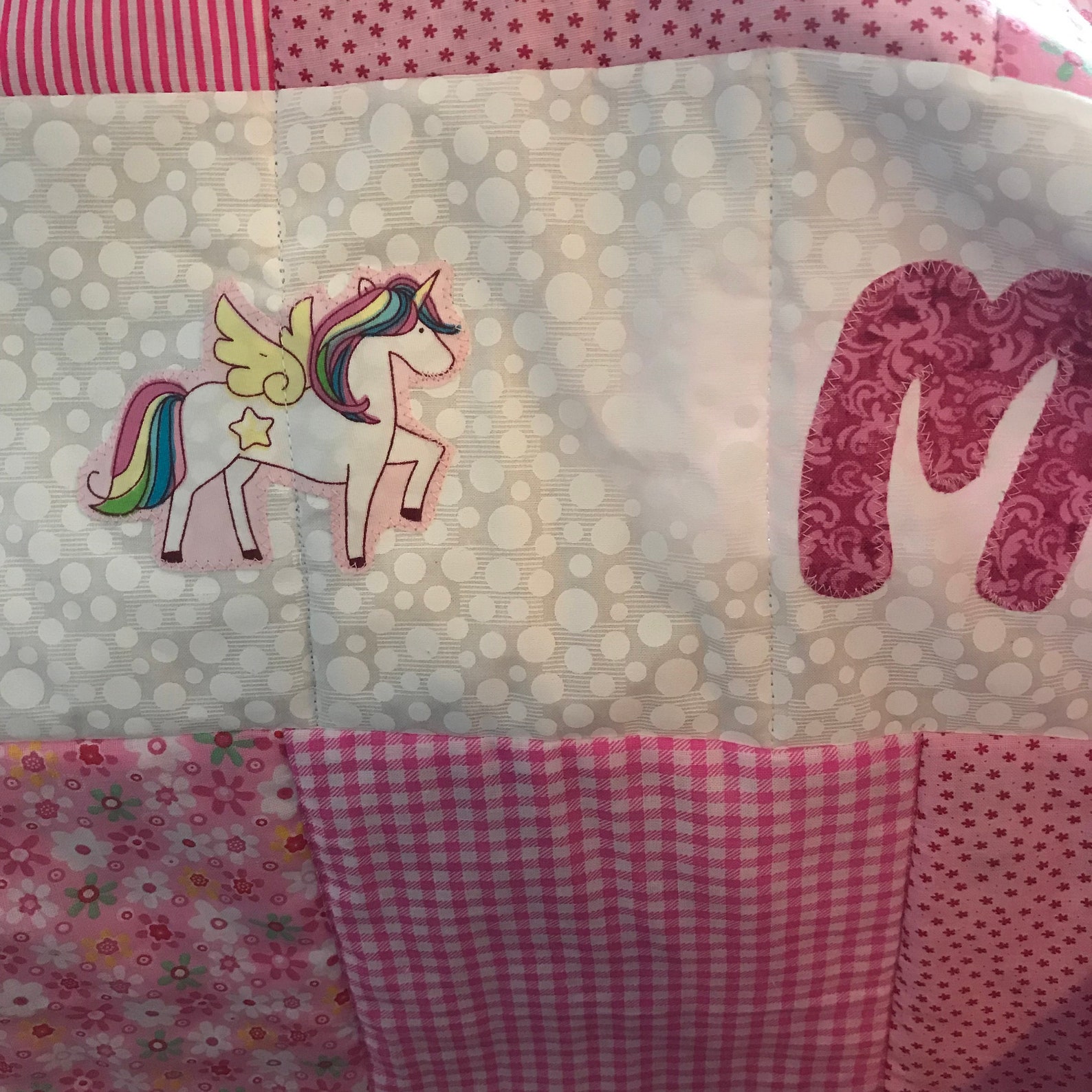 Baby Quilt Personalized With Name Applique 100% Cotton Baby Blanket ...