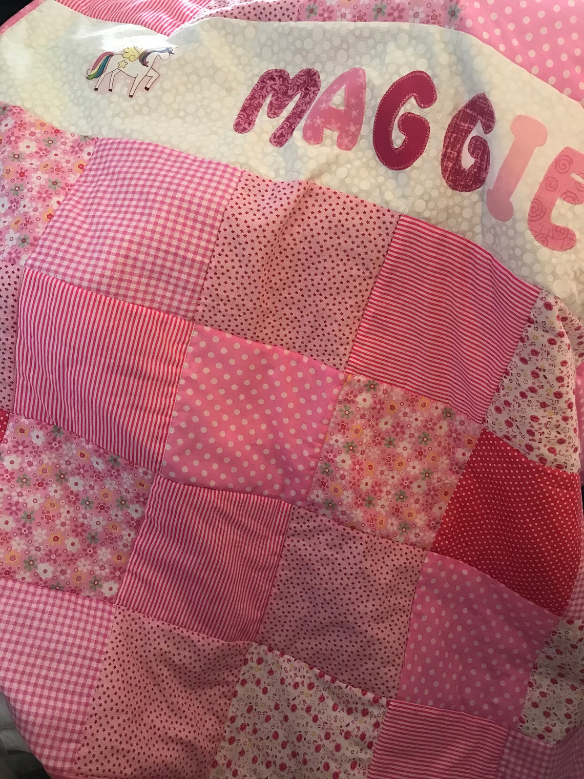 Baby Quilt Personalized With Name Applique 100% Cotton Baby Blanket ...