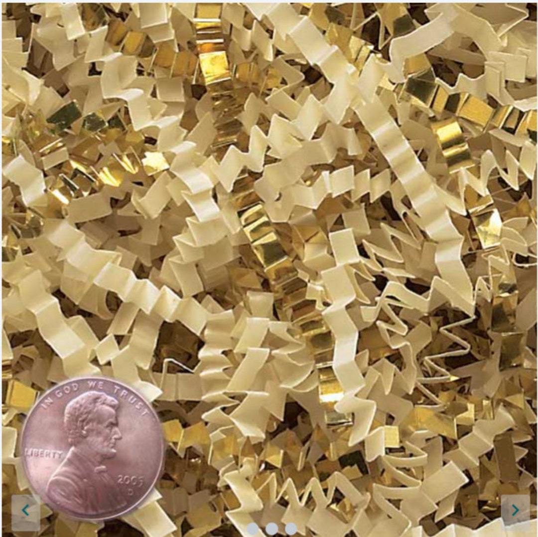 Crinkle Shredded Paper Blend of Creme and Metallic Gold - Etsy