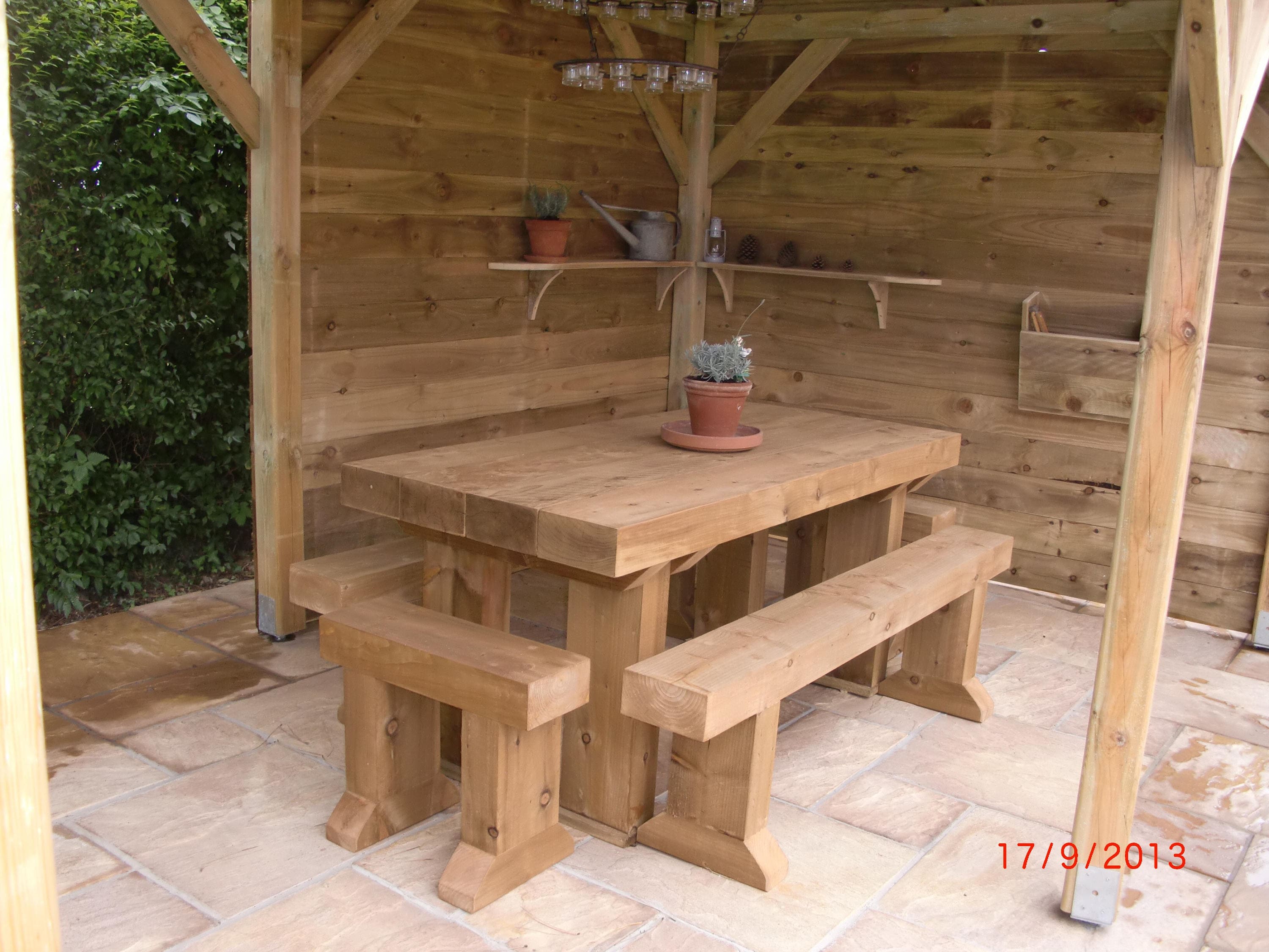 5 Peice Rustic Sleeper Table and Benches - Etsy