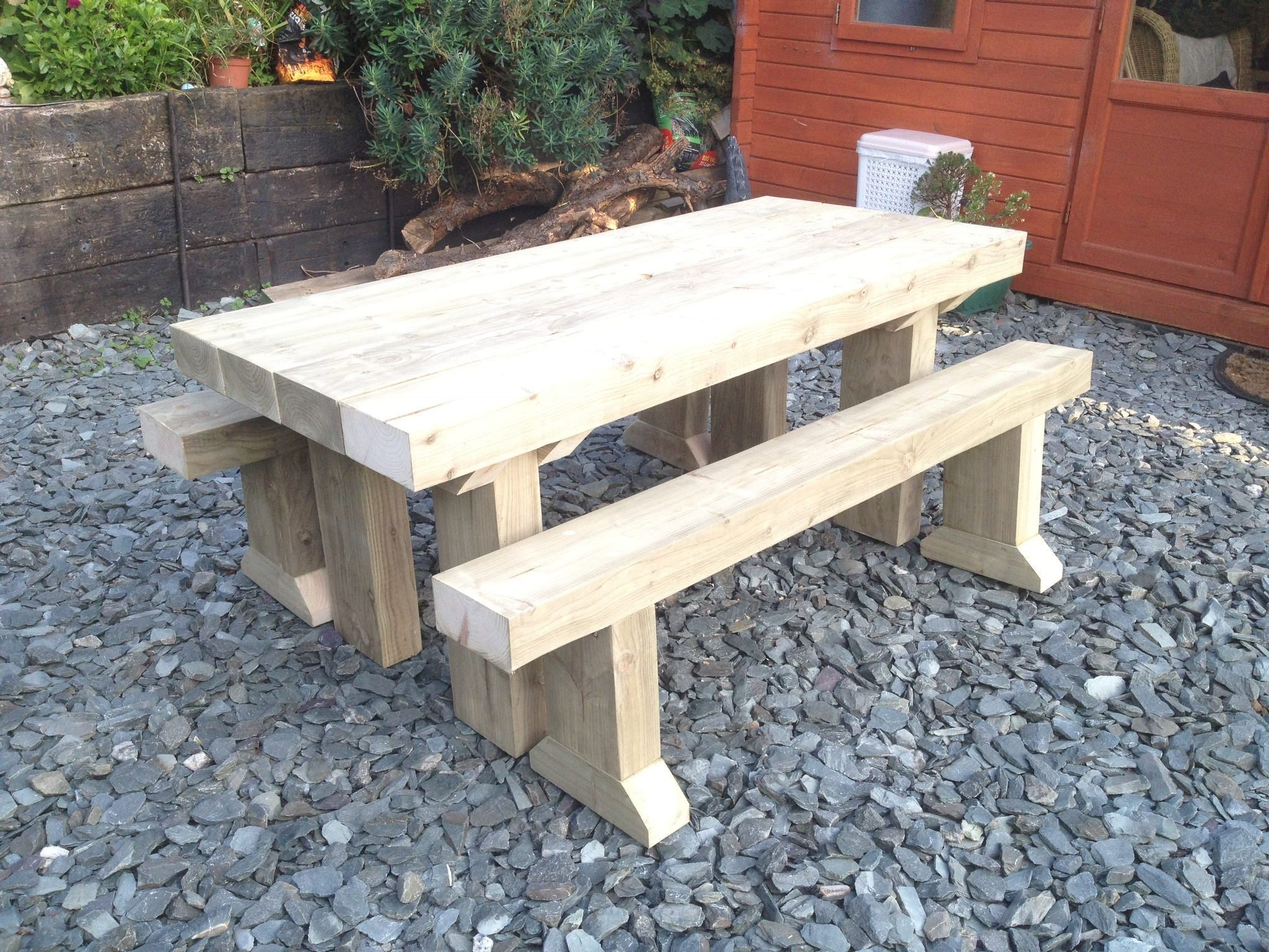 Rustic Sleeper Table - Etsy UK