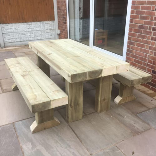 Hand-crafted Chunky Oak Sleeper Coffee Table Wax Finish | Etsy