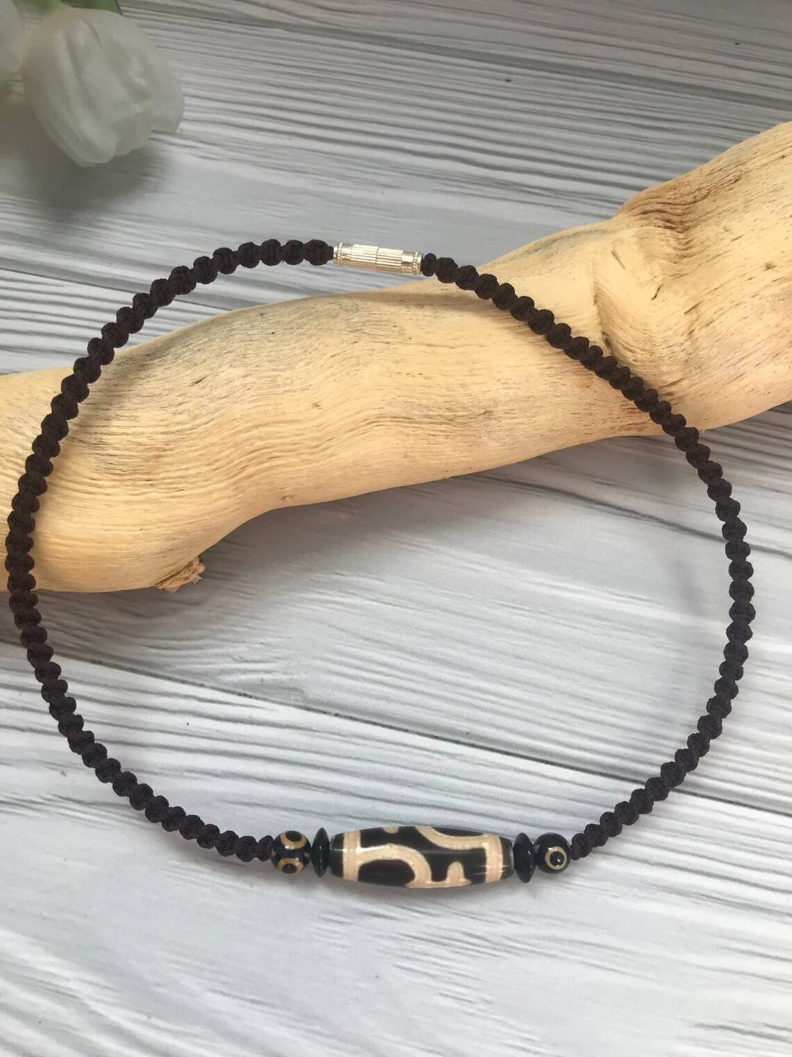 Tibetan Ancient Dzi Bead Cup of Abundance Choker/neckless. - Etsy