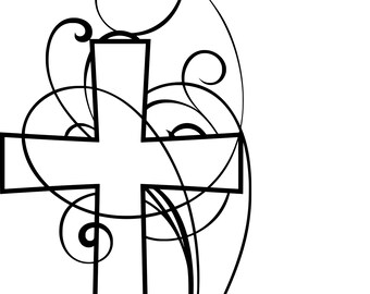 Cross with scroll | Etsy