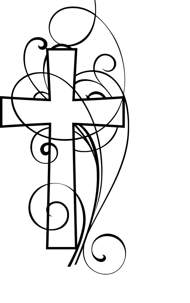 Cross With Swirls SVG Cutting File - Etsy