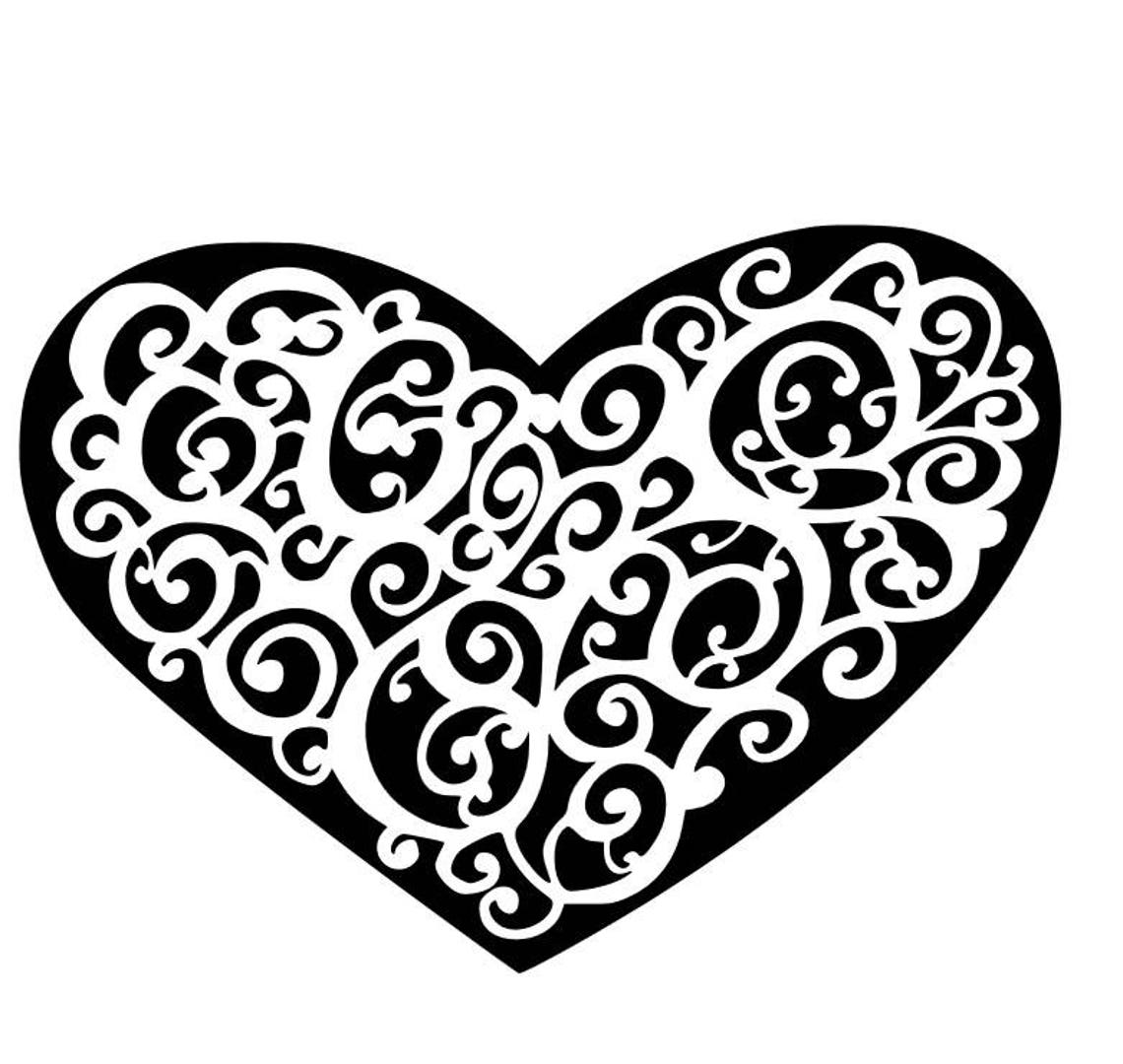 Heart With Scroll Pattern Inside SVG Cutting File - Etsy