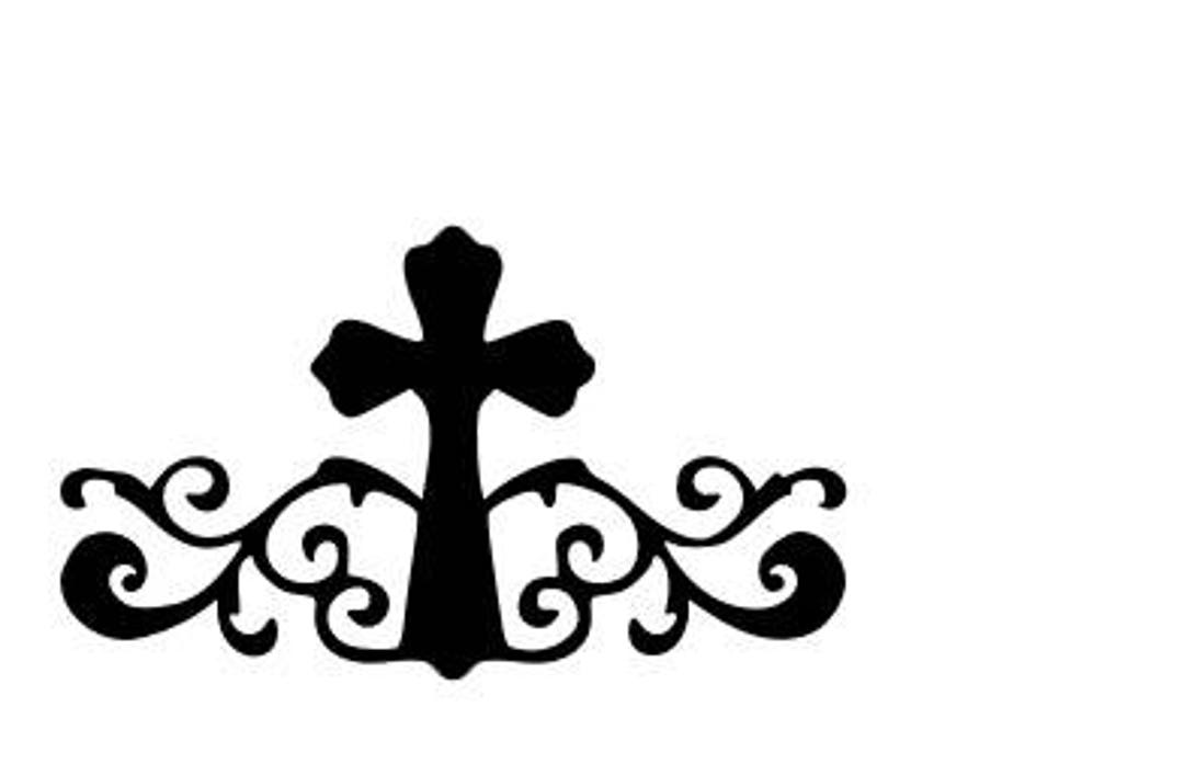 Cross With Scrollwork SVG Cutting File - Etsy
