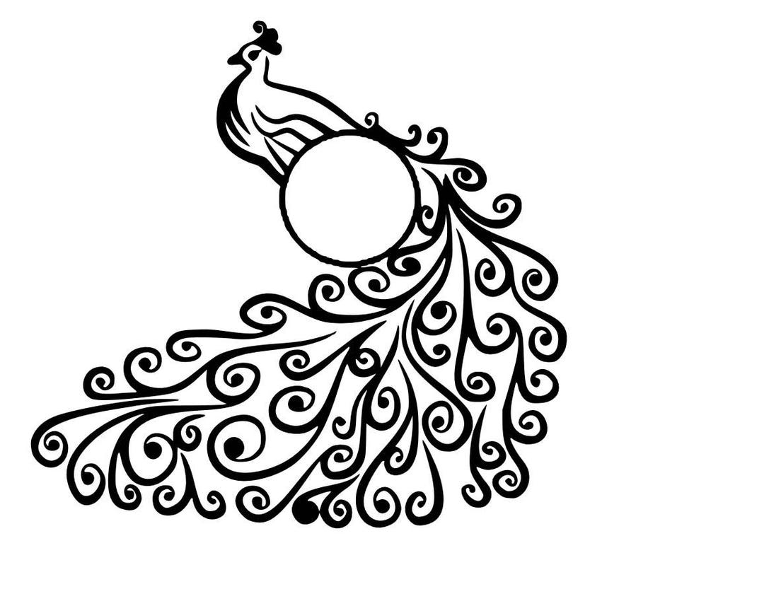 Peacock Swirl With Monogram Circle SVG Cutting File - Etsy