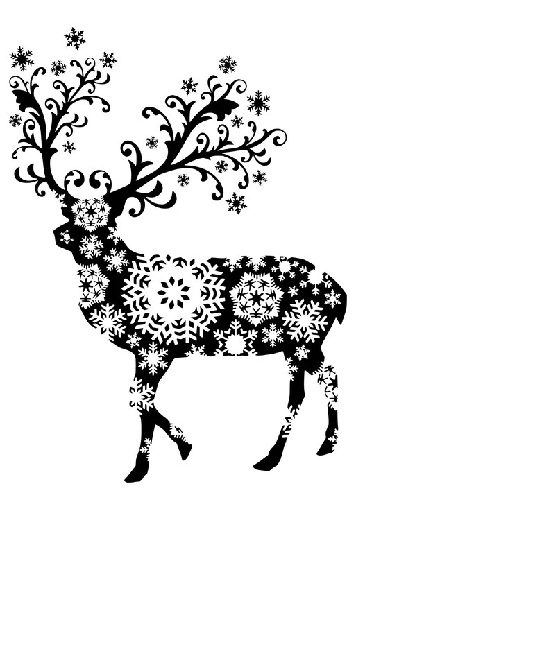 Snowflake Pattern Christmas Deer SVG Cutting File - Etsy