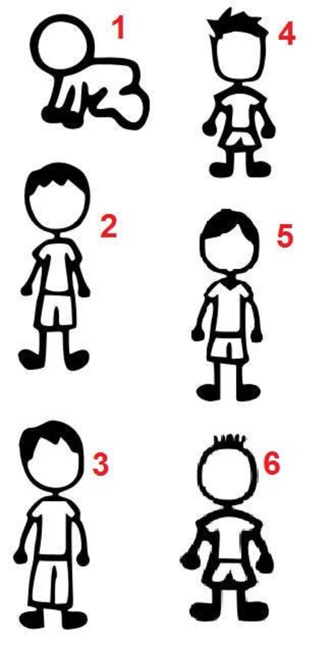 Boys Stick Figure SVG Cutting Files 6 Total - Etsy