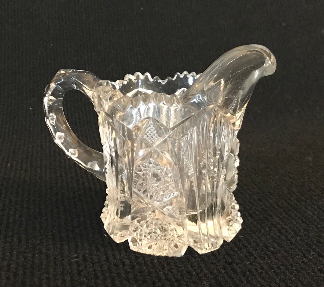 Vintage Imperial Glass Creamer, Diamond With Fans Pattern, Ohio Valley ...