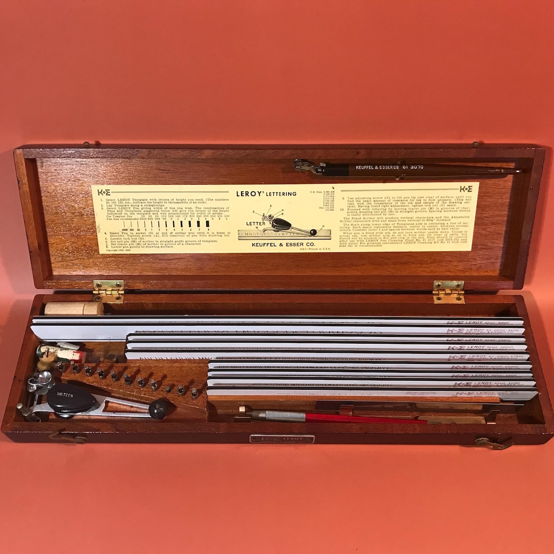 Vintage Keuffel & Esser Leroy Lettering Kit 1958 Full Drafting Tool Kit ...
