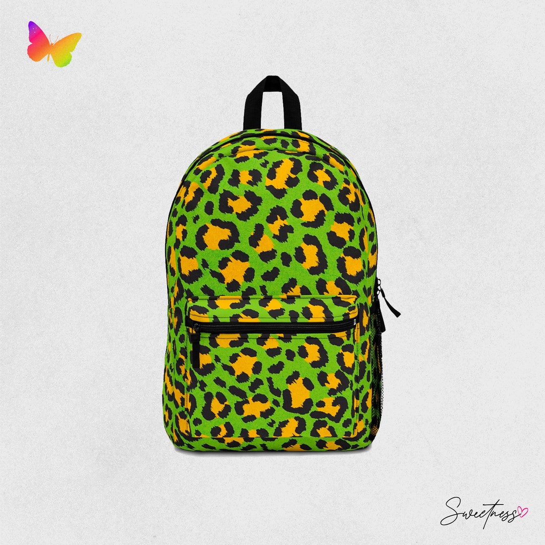 Sweetness Festival Backpack: Cheetah Print Animal Skin Neon Green ...