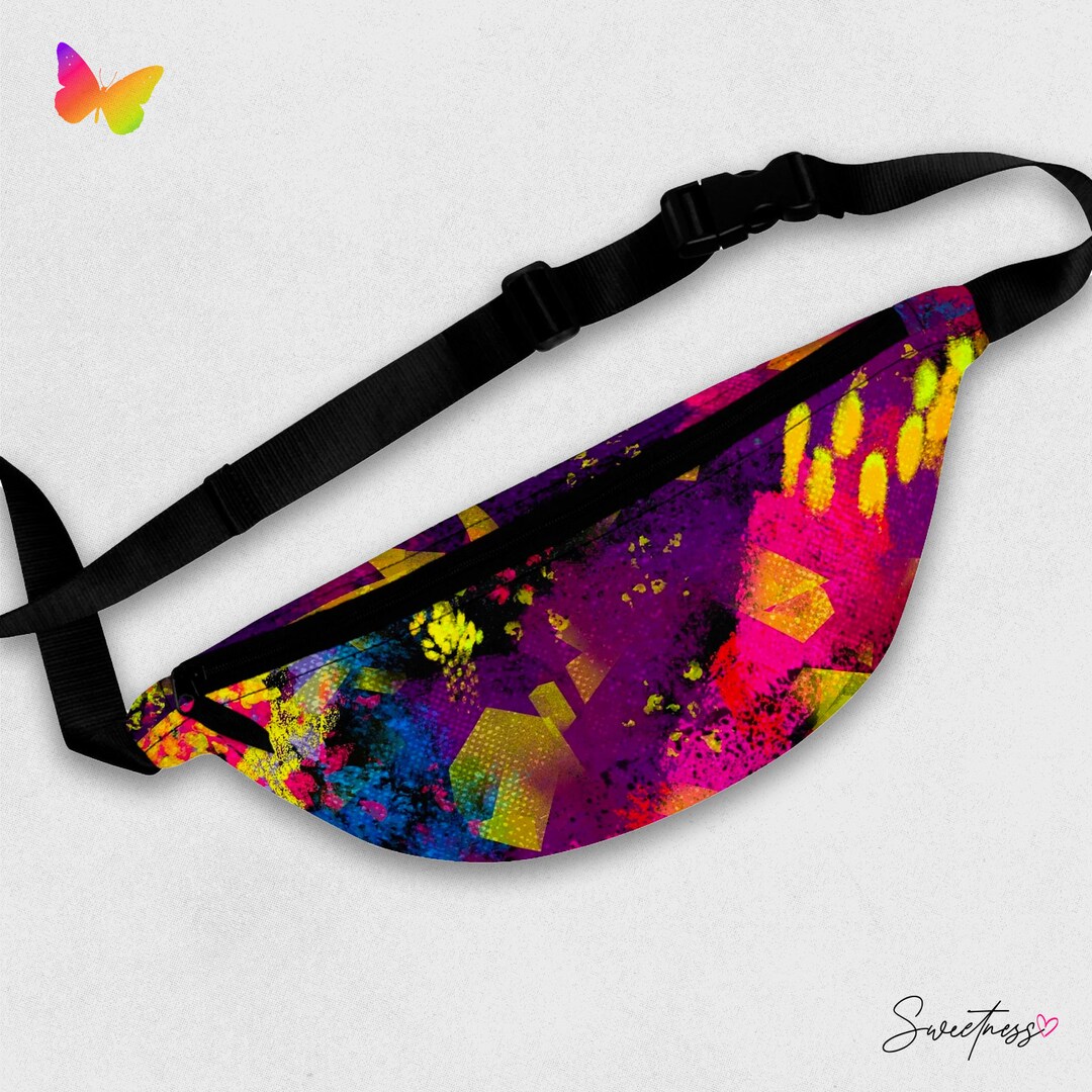 Abstract Art Fanny Pack: Vibrant Rave Festival Waist Bag - Etsy