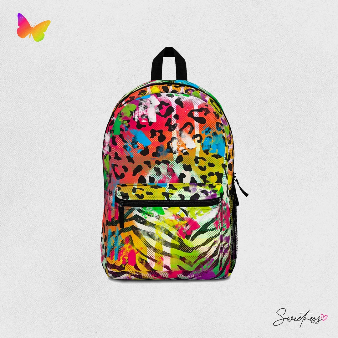 Rainbow Cheetah Print Festival Backpack: Rave EDM Travel Bag - Etsy