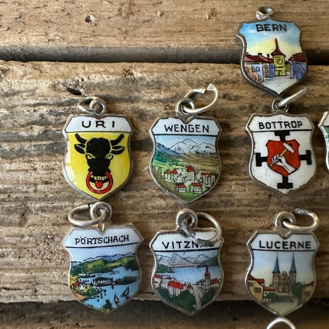 Vintage Silver Switzerland Tourist Shield Charms, Old Swiss Coat Arms ...