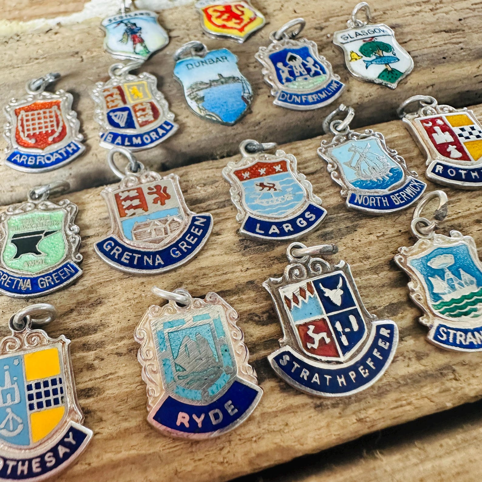 Vintage Silver Scotland Tourist Shield Charms, Scottish UK Coat Arms ...
