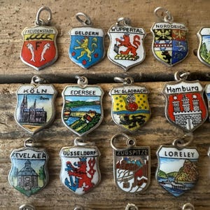 Vintage Silver Germany Tourist Shield Charms Old German Coat Arms Flags ...