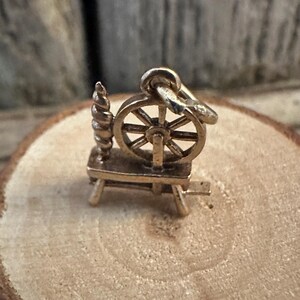 Vintage 1974 Solid 9ct Gold Spinning Wheel Charm, Bracelet Necklace ...