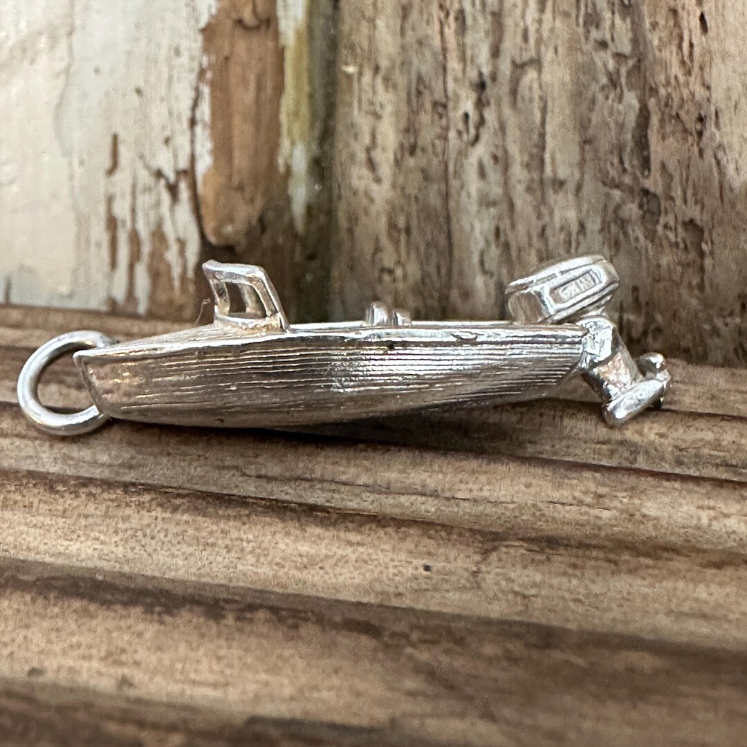 Vintage Solid Silver CHIM Motorboat Charm, Speed River Lake Outboard ...