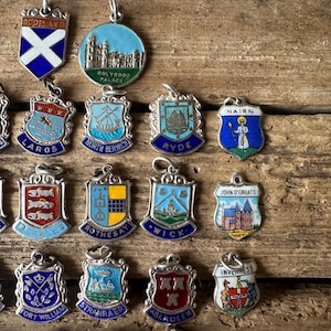 Vintage Silver Scotland Tourist Shield Charms Scottish UK Coat Arms ...